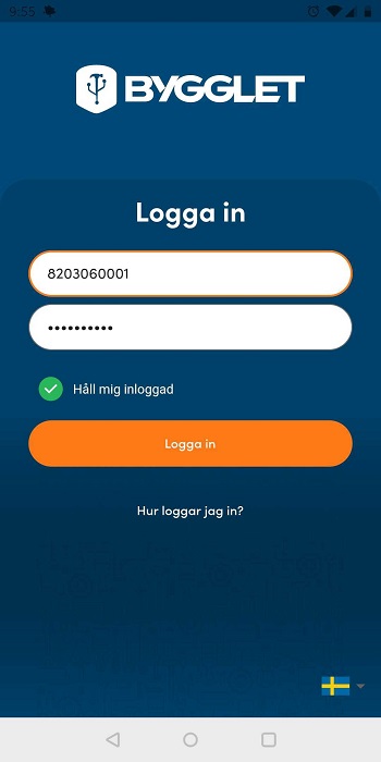 Hur loggar jag in i appen? – Bygglet FAQ